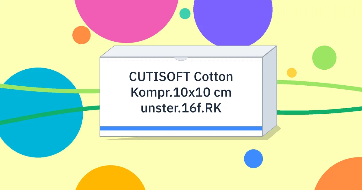 Symbolbild: Packung mit der Aufschrift CUTISOFT Cotton Kompr.10x10 cm unster.16f.RK (PZN 03897858) – Verfügbarkeit und Bezug in Apotheken in Frankfurt am Main
