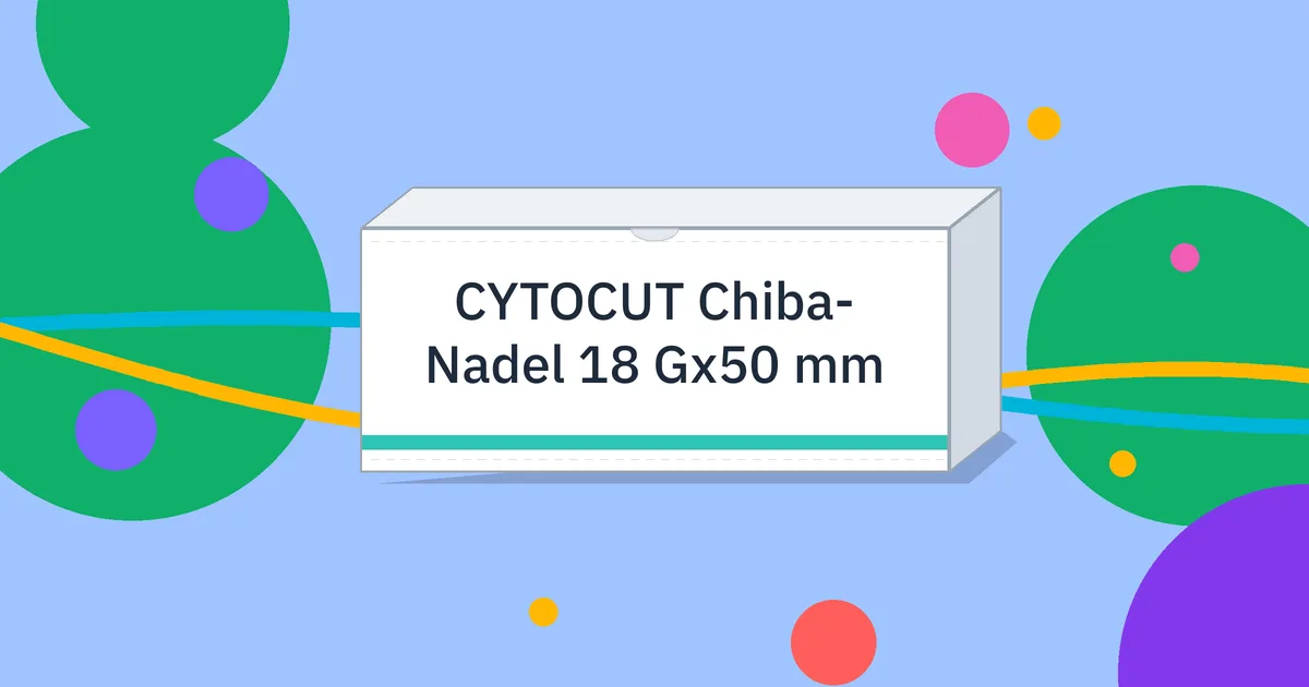 Symbolbild: Packung mit der Aufschrift CYTOCUT Chiba-Nadel 18 Gx50 mm (PZN 19735112) – Verfügbarkeit und Bezug in Apotheken in Frankfurt am Main