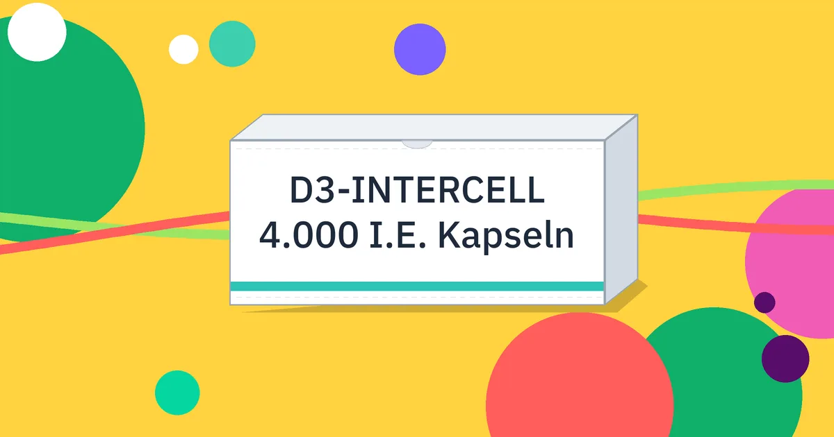 Symbolbild: Packung mit der Aufschrift D3-INTERCELL 4.000 I.E. Kapseln (PZN 11664944) – Verfügbarkeit und Bezug in Apotheken in Frankfurt am Main