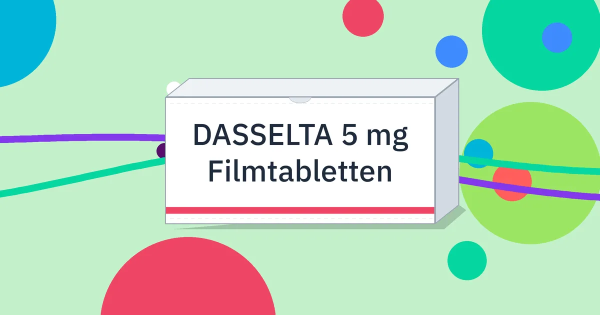 Symbolbild: Packung mit der Aufschrift DASSELTA 5 mg Filmtabletten (PZN 10543782) – Verfügbarkeit und Bezug in Apotheken in Frankfurt am Main