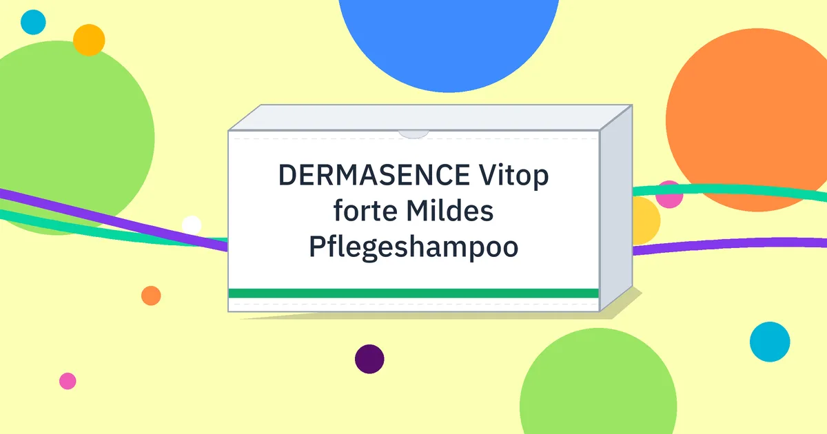 Symbolbild: Packung mit der Aufschrift DERMASENCE Vitop forte Mildes Pflegeshampoo (PZN 17867418) – Verfügbarkeit und Bezug in Apotheken in Frankfurt am Main