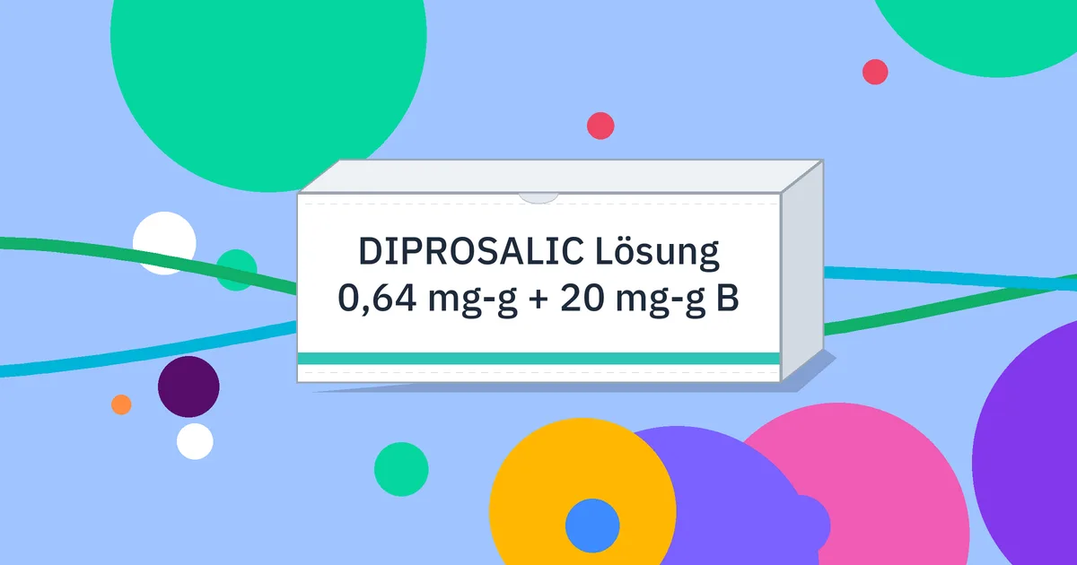 Symbolbild: Packung mit der Aufschrift DIPROSALIC Lösung 0,64 mg-g + 20 mg-g B (PZN 13581168) – Verfügbarkeit und Bezug in Apotheken in Frankfurt am Main