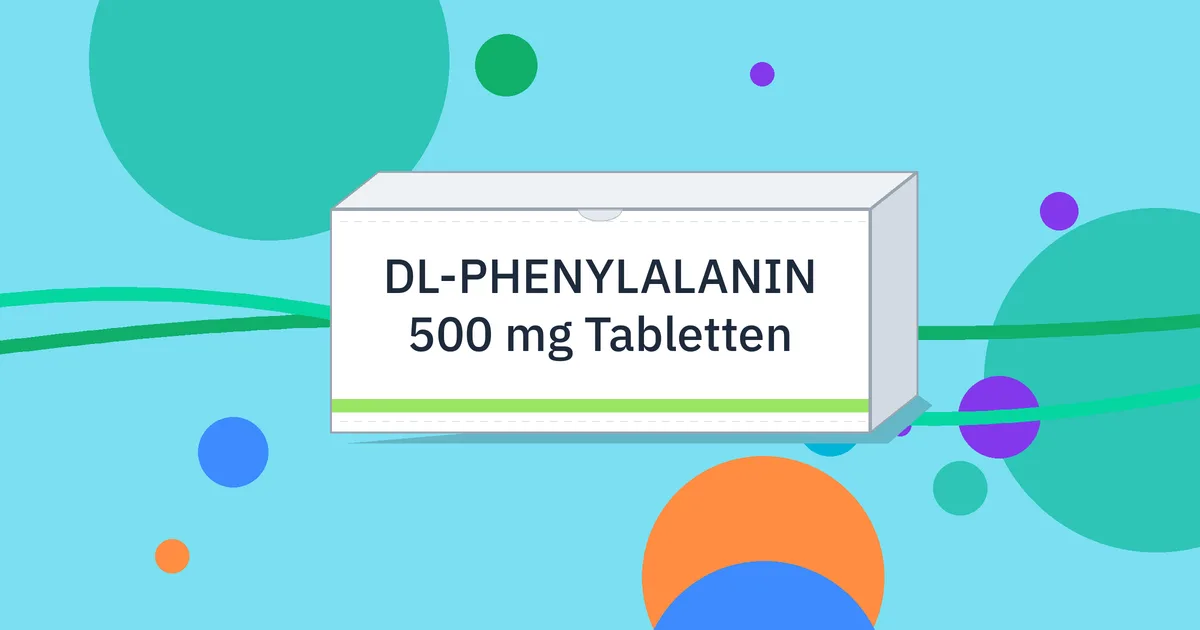 Symbolbild: Packung mit der Aufschrift DL-PHENYLALANIN 500 mg Tabletten (PZN 13874947) – Verfügbarkeit und Bezug in Apotheken in Frankfurt am Main