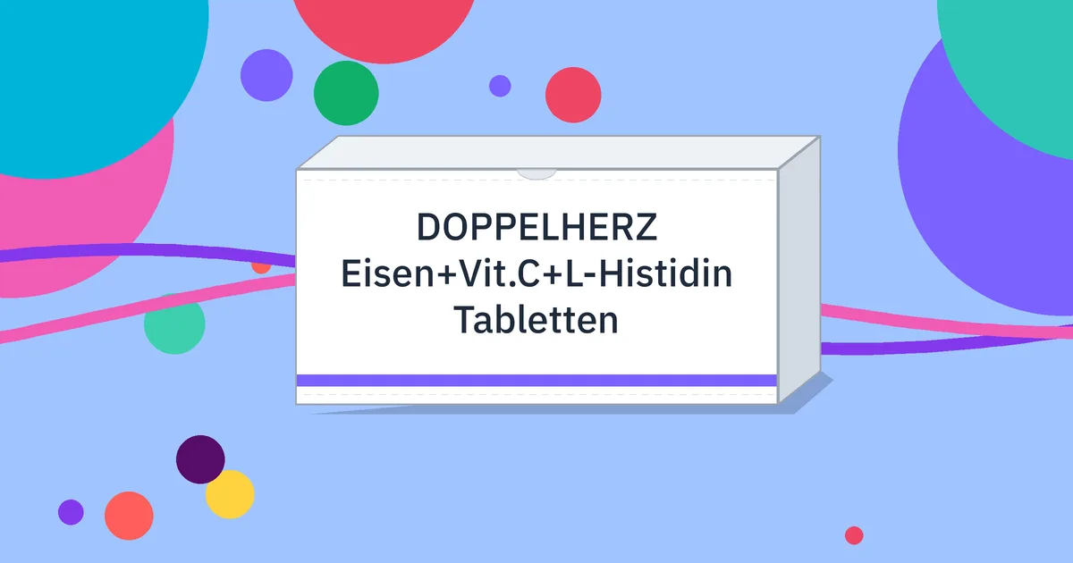 Symbolbild: Packung mit der Aufschrift DOPPELHERZ Eisen+Vit.C+L-Histidin Tabletten (PZN 18710535) – Verfügbarkeit und Bezug in Apotheken in Frankfurt am Main