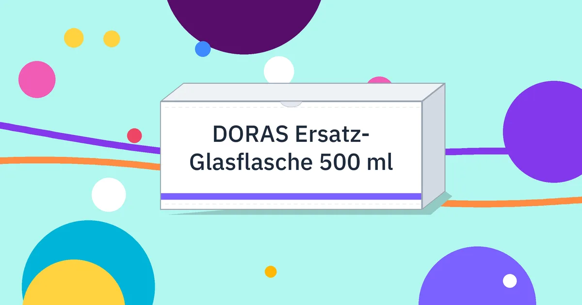 Symbolbild: Packung mit der Aufschrift DORAS Ersatz-Glasflasche 500 ml (PZN 14243261) – Verfügbarkeit und Bezug in Apotheken in Frankfurt am Main