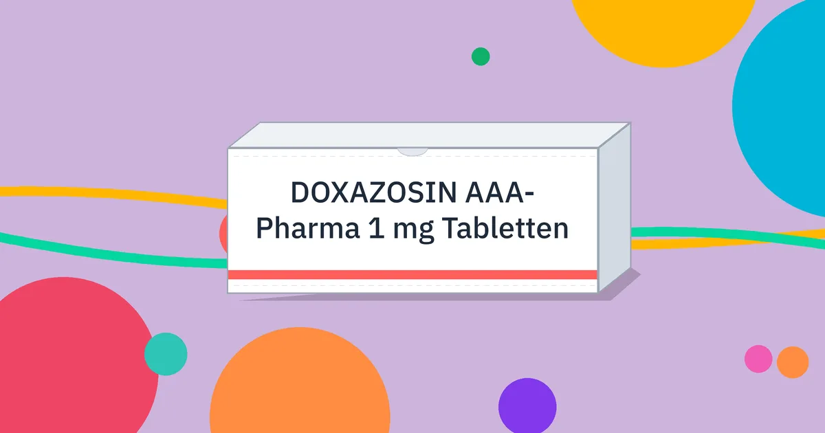 Symbolbild: Packung mit der Aufschrift DOXAZOSIN AAA-Pharma 1 mg Tabletten (PZN 19873096) – Verfügbarkeit und Bezug in Apotheken in Frankfurt am Main
