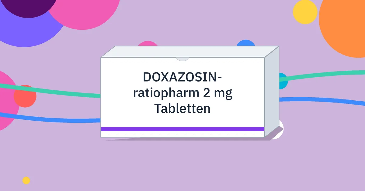 Symbolbild: Packung mit der Aufschrift DOXAZOSIN-ratiopharm 2 mg Tabletten (PZN 00171687) – Verfügbarkeit und Bezug in Apotheken in Frankfurt am Main