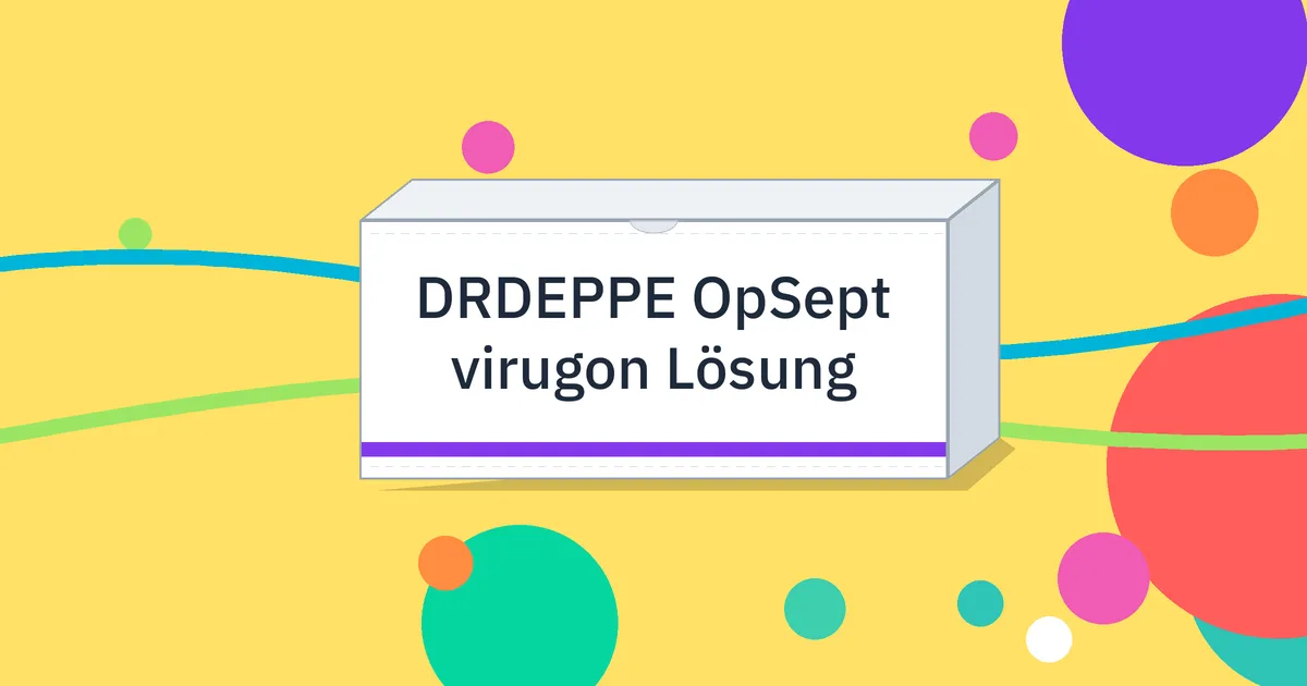 Symbolbild: Packung mit der Aufschrift DRDEPPE OpSept virugon Lösung (PZN 18311829) – Verfügbarkeit und Bezug in Apotheken in Frankfurt am Main