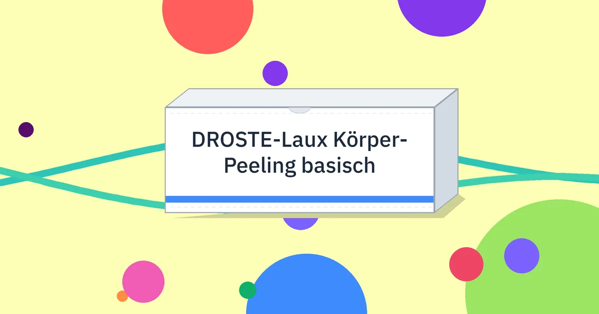 Symbolbild: Packung mit der Aufschrift DROSTE-Laux Körper-Peeling basisch (PZN 01899103) – Verfügbarkeit und Bezug in Apotheken in Frankfurt am Main