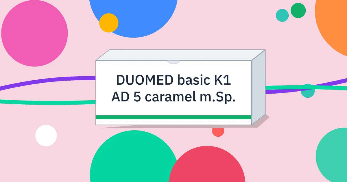 Symbolbild: Packung mit der Aufschrift DUOMED basic K1 AD 5 caramel m.Sp. (PZN 20903307) – Verfügbarkeit und Bezug in Apotheken in Frankfurt am Main