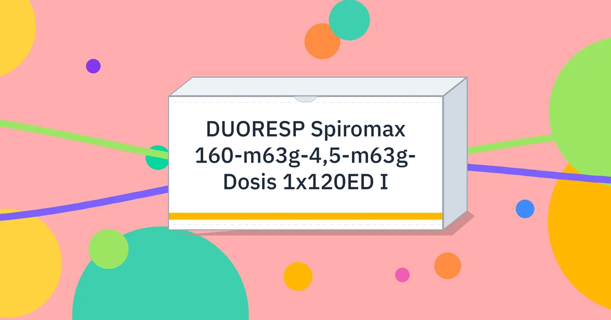 Symbolbild: Packung mit der Aufschrift DUORESP Spiromax 160-m63g-4,5-m63g-Dosis 1x120ED I (PZN 12308950) – Verfügbarkeit und Bezug in Apotheken in Frankfurt am Main