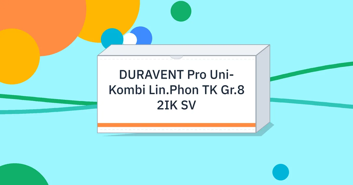 Symbolbild: Packung mit der Aufschrift DURAVENT Pro Uni-Kombi Lin.Phon TK Gr.8 2IK SV (PZN 19246442) – Verfügbarkeit und Bezug in Apotheken in Frankfurt am Main