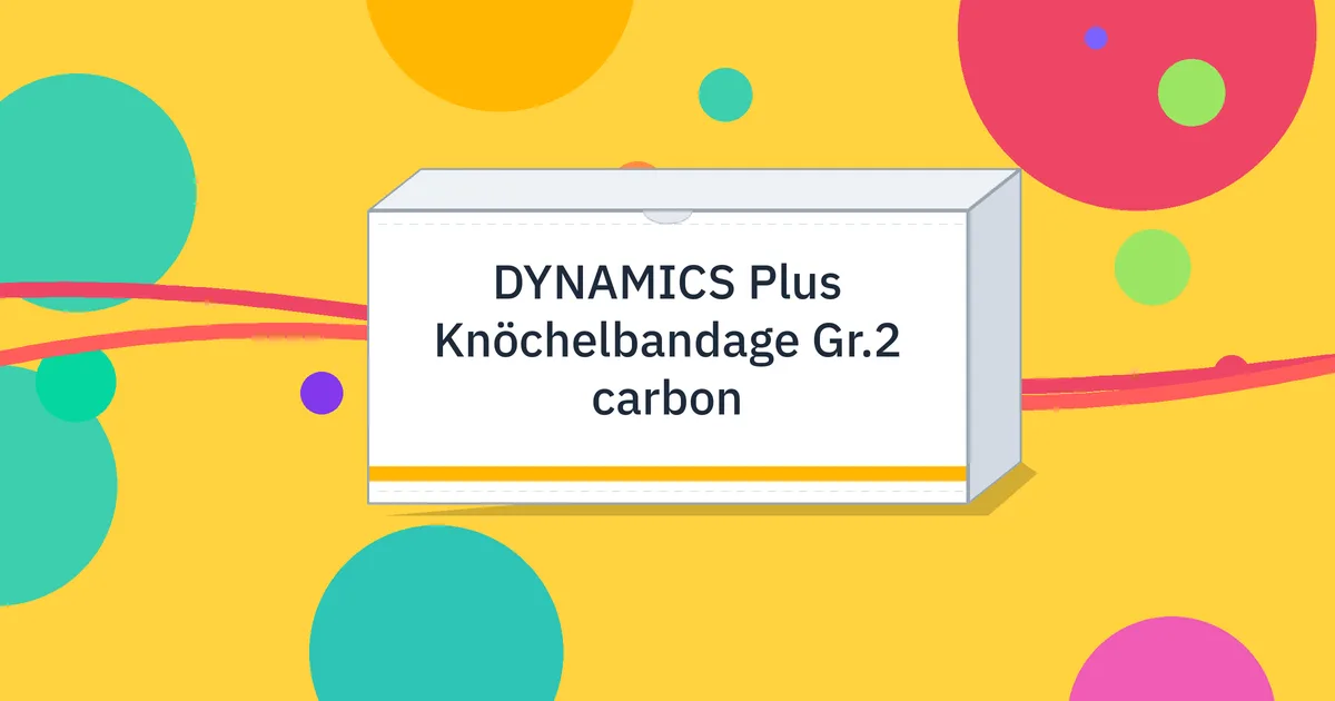 Symbolbild: Packung mit der Aufschrift DYNAMICS Plus Knöchelbandage Gr.2 carbon (PZN 10635389) – Verfügbarkeit und Bezug in Apotheken in Frankfurt am Main