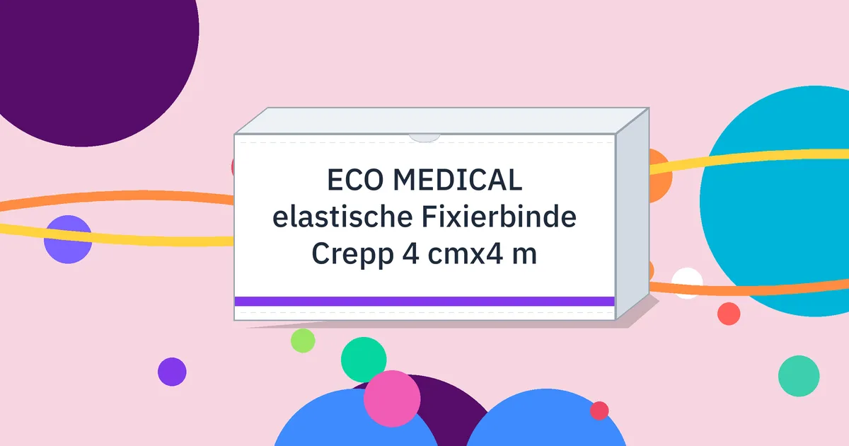 Symbolbild: Packung mit der Aufschrift ECO MEDICAL elastische Fixierbinde Crepp 4 cmx4 m (PZN 00754130) – Verfügbarkeit und Bezug in Apotheken in Frankfurt am Main