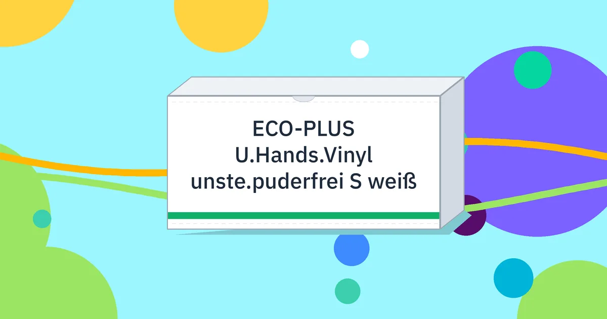 Symbolbild: Packung mit der Aufschrift ECO-PLUS U.Hands.Vinyl unste.puderfrei S weiß (PZN 13511469) – Verfügbarkeit und Bezug in Apotheken in Frankfurt am Main