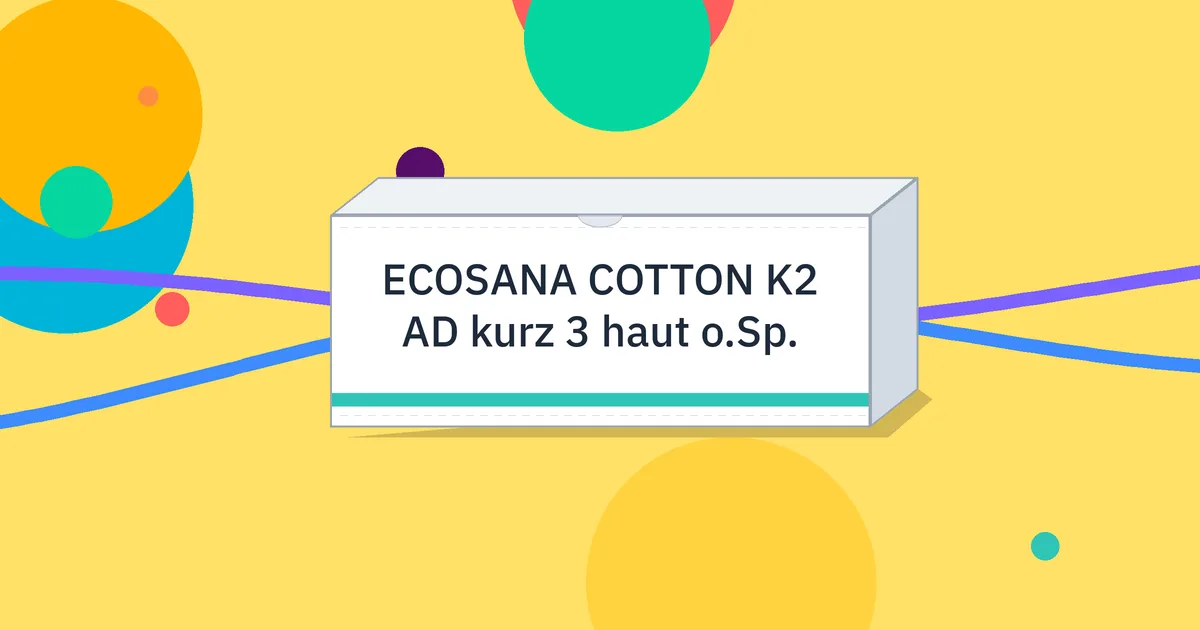 Symbolbild: Packung mit der Aufschrift ECOSANA COTTON K2 AD kurz 3 haut o.Sp. (PZN 16947687) – Verfügbarkeit und Bezug in Apotheken in Frankfurt am Main