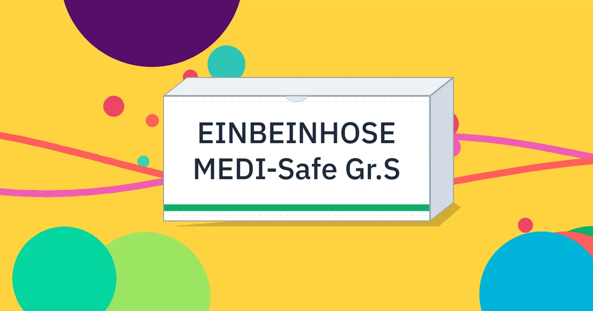 Symbolbild: Packung mit der Aufschrift EINBEINHOSE MEDI-Safe Gr.S (PZN 09061210) – Verfügbarkeit und Bezug in Apotheken in Frankfurt am Main