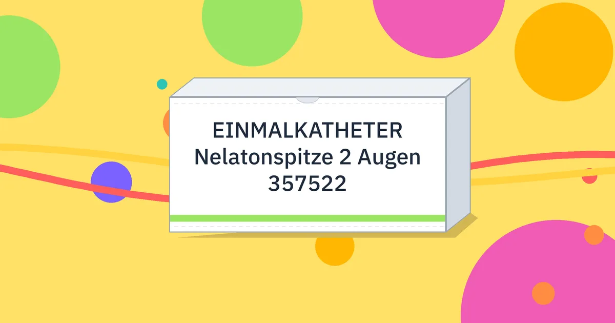 Symbolbild: Packung mit der Aufschrift EINMALKATHETER Nelatonspitze 2 Augen 357522 (PZN 20288635) – Verfügbarkeit und Bezug in Apotheken in Frankfurt am Main