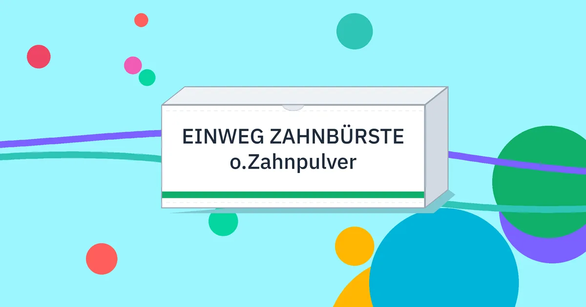 Symbolbild: Packung mit der Aufschrift EINWEG ZAHNBÜRSTE o.Zahnpulver (PZN 16001935) – Verfügbarkeit und Bezug in Apotheken in Frankfurt am Main