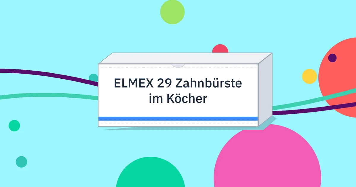 Symbolbild: Packung mit der Aufschrift ELMEX 29 Zahnbürste im Köcher (PZN 03675939) – Verfügbarkeit und Bezug in Apotheken in Frankfurt am Main