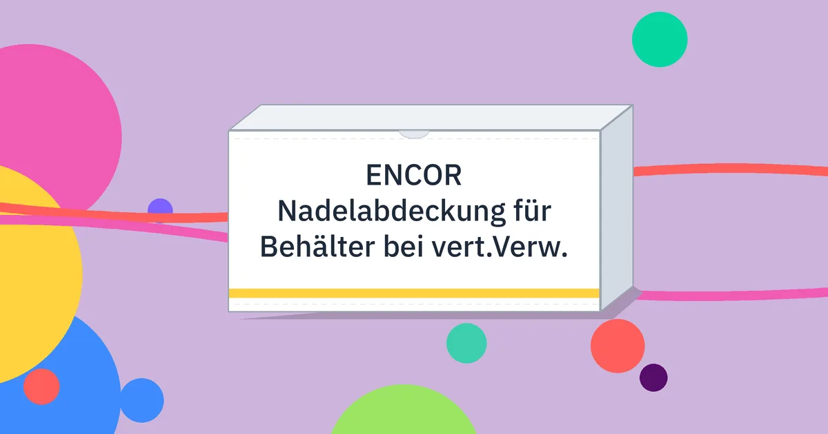 Symbolbild: Packung mit der Aufschrift ENCOR Nadelabdeckung für Behälter bei vert.Verw. (PZN 03576806) – Verfügbarkeit und Bezug in Apotheken in Frankfurt am Main
