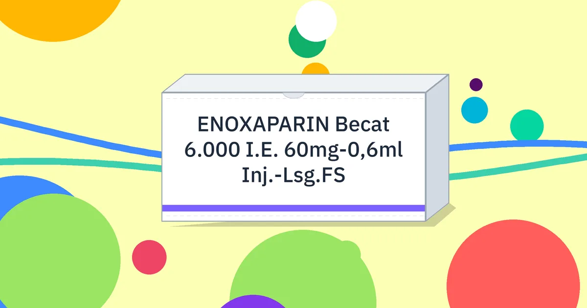 Symbolbild: Packung mit der Aufschrift ENOXAPARIN Becat 6.000 I.E. 60mg-0,6ml Inj.-Lsg.FS (PZN 17976389) – Verfügbarkeit und Bezug in Apotheken in Frankfurt am Main