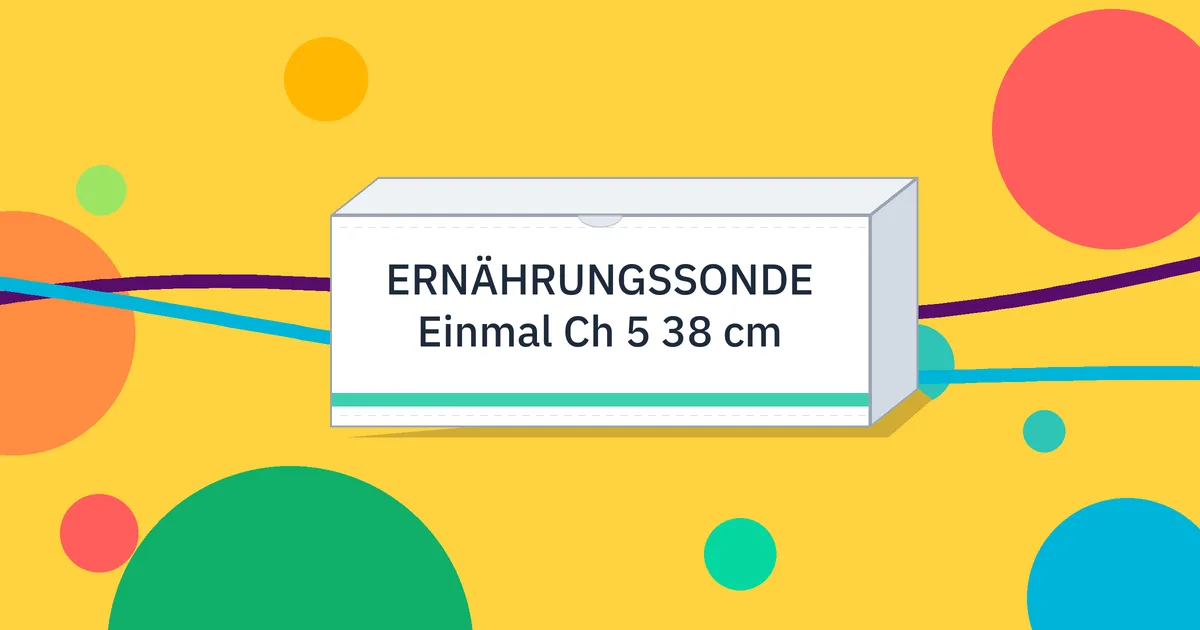 Symbolbild: Packung mit der Aufschrift ERNÄHRUNGSSONDE Einmal Ch 5 38 cm (PZN 02438806) – Verfügbarkeit und Bezug in Apotheken in Frankfurt am Main