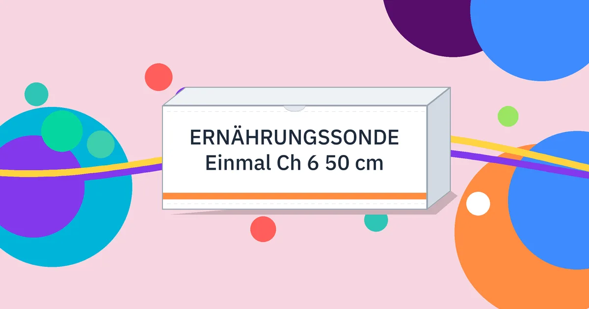 Symbolbild: Packung mit der Aufschrift ERNÄHRUNGSSONDE Einmal Ch 6 50 cm (PZN 02438835) – Verfügbarkeit und Bezug in Apotheken in Frankfurt am Main