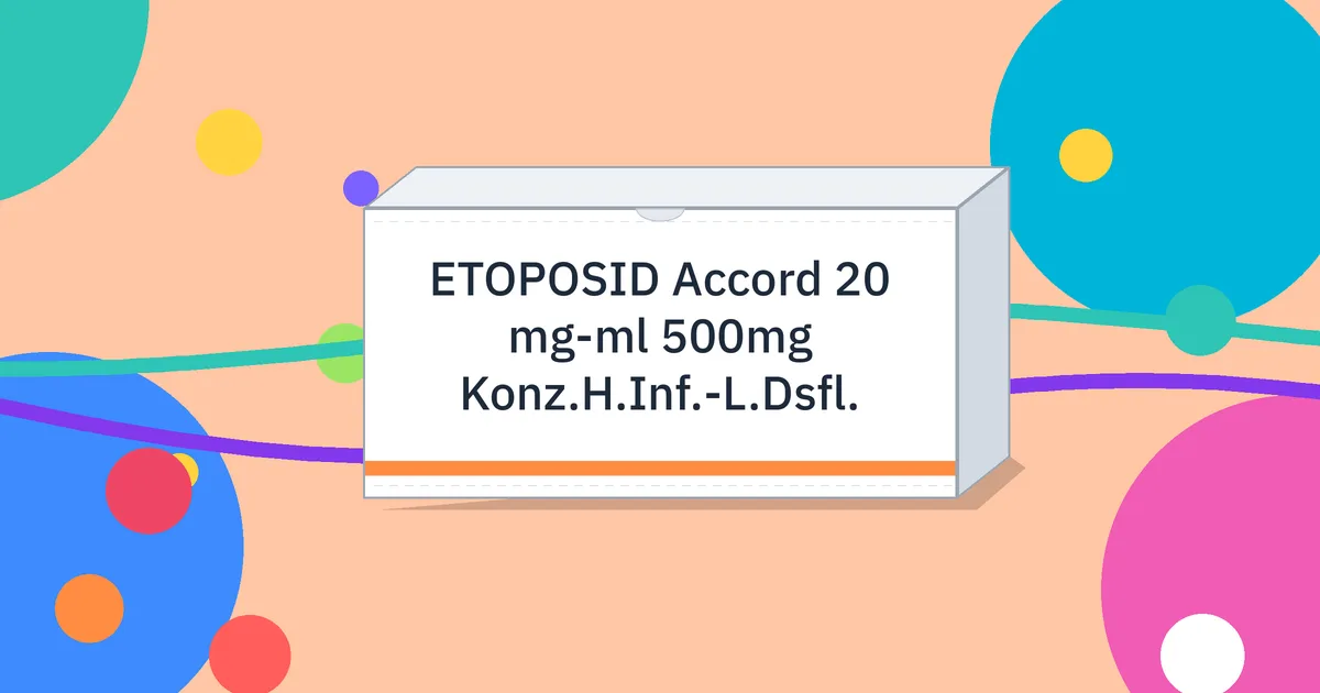 Symbolbild: Packung mit der Aufschrift ETOPOSID Accord 20 mg-ml 500mg Konz.H.Inf.-L.Dsfl. (PZN 11179226) – Verfügbarkeit und Bezug in Apotheken in Frankfurt am Main
