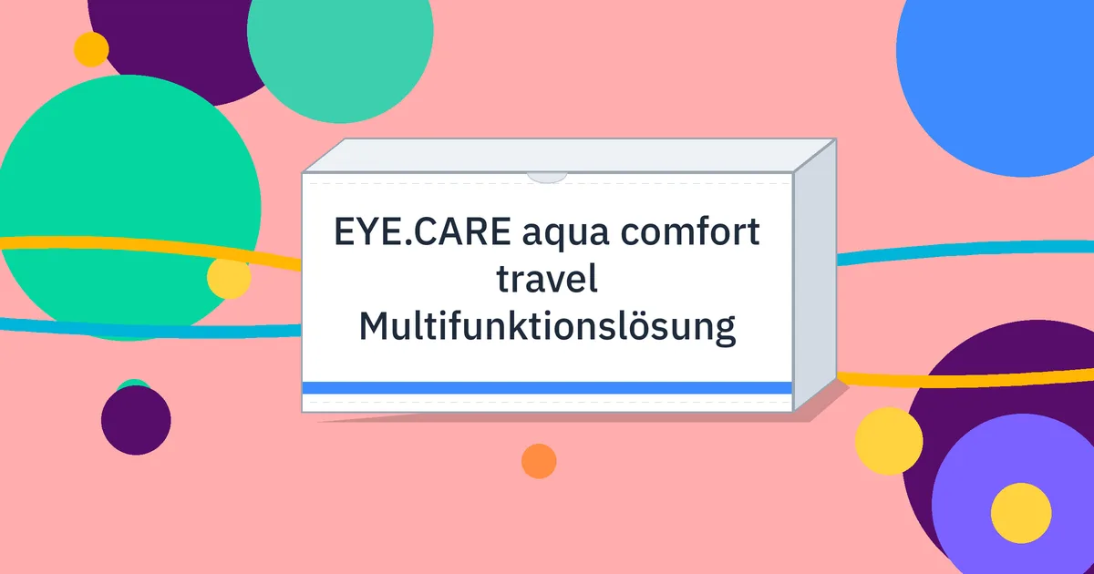 Symbolbild: Packung mit der Aufschrift EYE.CARE aqua comfort travel Multifunktionslösung (PZN 20196347) – Verfügbarkeit und Bezug in Apotheken in Frankfurt am Main