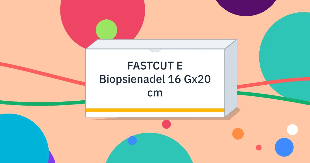 Symbolbild: Packung mit der Aufschrift FASTCUT E Biopsienadel 16 Gx20 cm (PZN 16922500) – Verfügbarkeit und Bezug in Apotheken in Frankfurt am Main