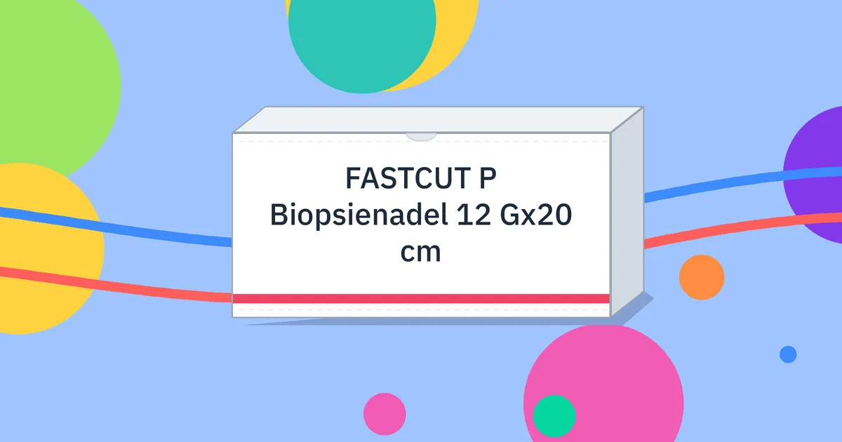 Symbolbild: Packung mit der Aufschrift FASTCUT P Biopsienadel 12 Gx20 cm (PZN 16923020) – Verfügbarkeit und Bezug in Apotheken in Frankfurt am Main