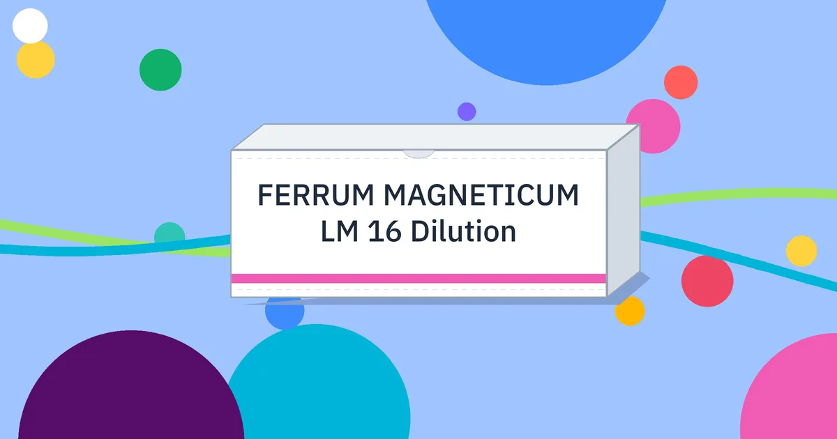 Symbolbild: Packung mit der Aufschrift FERRUM MAGNETICUM LM 16 Dilution (PZN 12849893) – Verfügbarkeit und Bezug in Apotheken in Frankfurt am Main