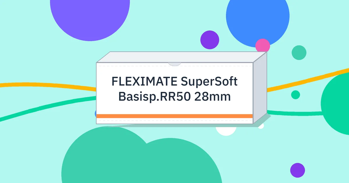 Symbolbild: Packung mit der Aufschrift FLEXIMATE SuperSoft Basisp.RR50 28mm (PZN 09069973) – Verfügbarkeit und Bezug in Apotheken in Frankfurt am Main