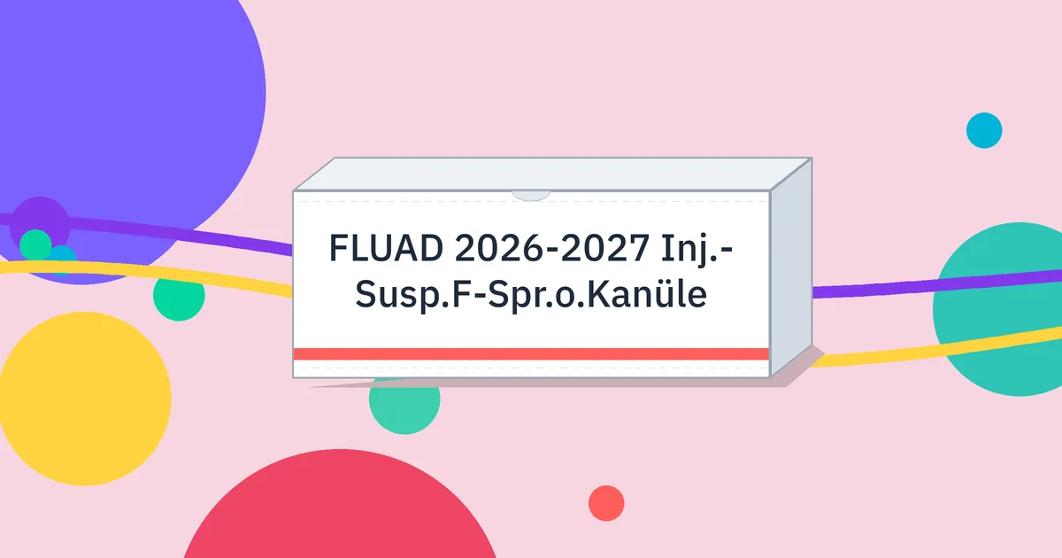 Symbolbild: Packung mit der Aufschrift FLUAD 2026-2027 Inj.-Susp.F-Spr.o.Kanüle (PZN 20166085) – Verfügbarkeit und Bezug in Apotheken in Frankfurt am Main