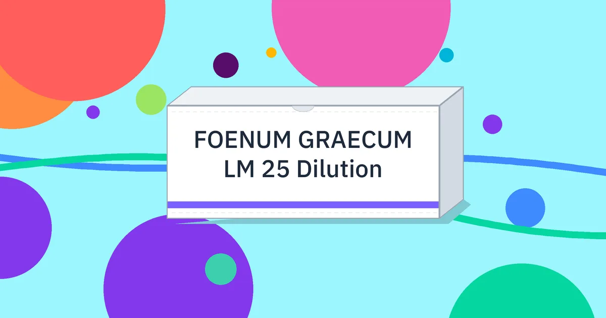 Symbolbild: Packung mit der Aufschrift FOENUM GRAECUM LM 25 Dilution (PZN 13490342) – Verfügbarkeit und Bezug in Apotheken in Frankfurt am Main
