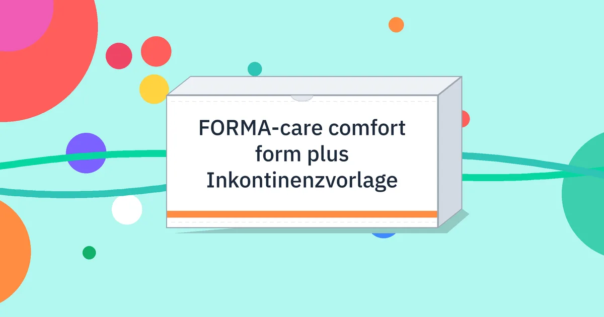 Symbolbild: Packung mit der Aufschrift FORMA-care comfort form plus Inkontinenzvorlage (PZN 18399793) – Verfügbarkeit und Bezug in Apotheken in Frankfurt am Main