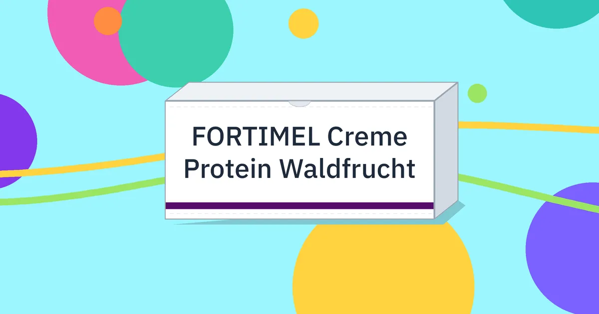 Symbolbild: Packung mit der Aufschrift FORTIMEL Creme Protein Waldfrucht (PZN 19772030) – Verfügbarkeit und Bezug in Apotheken in Frankfurt am Main