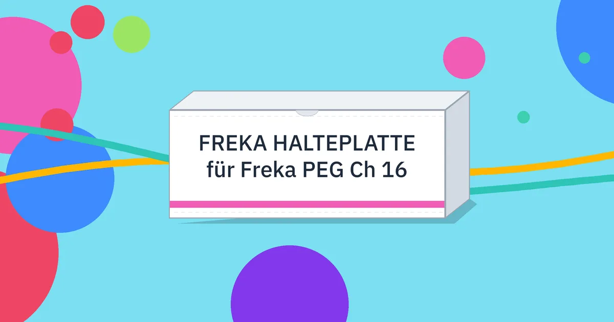 Symbolbild: Packung mit der Aufschrift FREKA HALTEPLATTE für Freka PEG Ch 16 (PZN 16497014) – Verfügbarkeit und Bezug in Apotheken in Frankfurt am Main