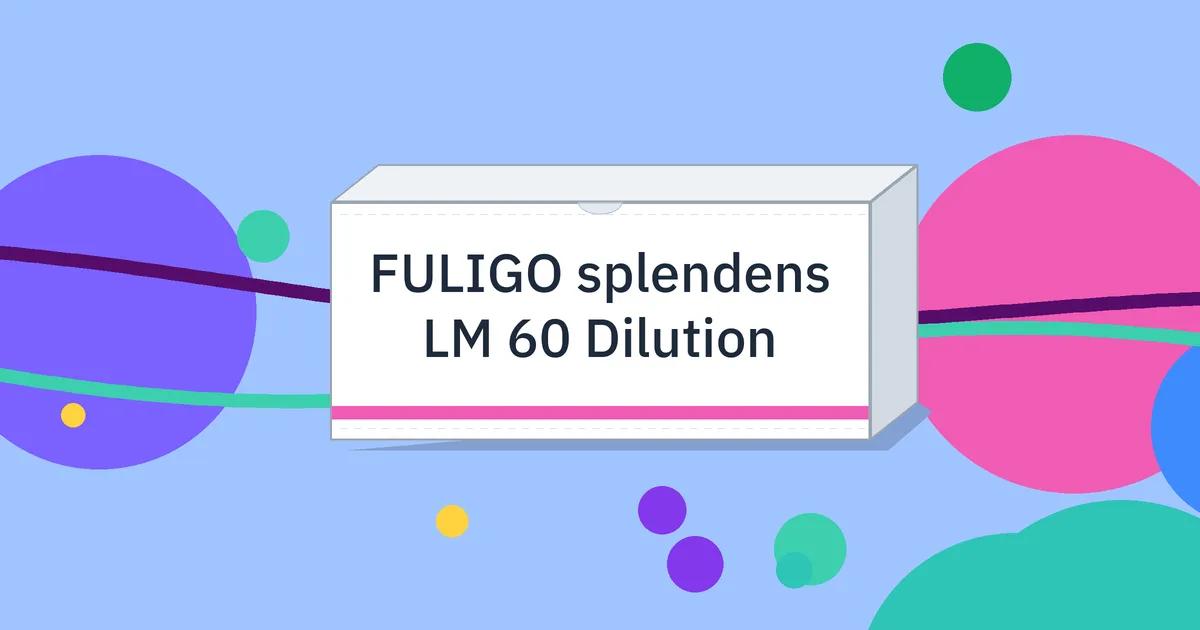 Symbolbild: Packung mit der Aufschrift FULIGO splendens LM 60 Dilution (PZN 13493671) – Verfügbarkeit und Bezug in Apotheken in Frankfurt am Main