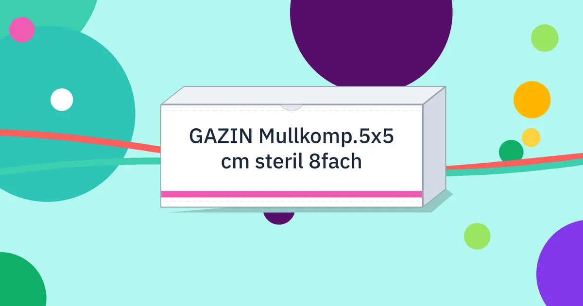 Symbolbild: Packung mit der Aufschrift GAZIN Mullkomp.5x5 cm steril 8fach (PZN 03448965) – Verfügbarkeit und Bezug in Apotheken in Frankfurt am Main