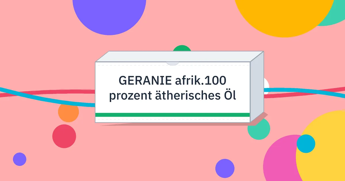 Symbolbild: Packung mit der Aufschrift GERANIE afrik.100 prozent ätherisches Öl (PZN 07205567) – Verfügbarkeit und Bezug in Apotheken in Frankfurt am Main
