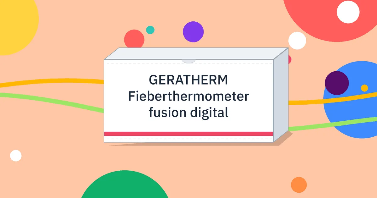 Symbolbild: Packung mit der Aufschrift GERATHERM Fieberthermometer fusion digital (PZN 10085606) – Verfügbarkeit und Bezug in Apotheken in Frankfurt am Main