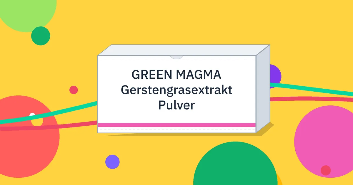 Symbolbild: Packung mit der Aufschrift GREEN MAGMA Gerstengrasextrakt Pulver (PZN 06641148) – Verfügbarkeit und Bezug in Apotheken in Frankfurt am Main