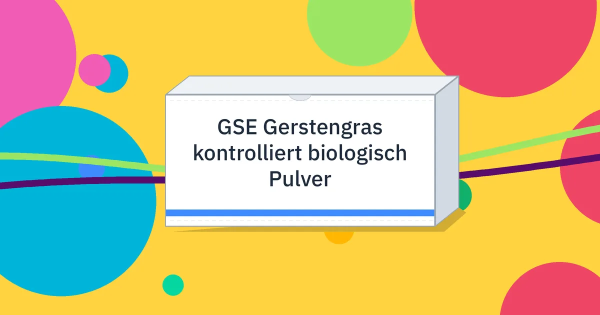 Symbolbild: Packung mit der Aufschrift GSE Gerstengras kontrolliert biologisch Pulver (PZN 00393815) – Verfügbarkeit und Bezug in Apotheken in Frankfurt am Main