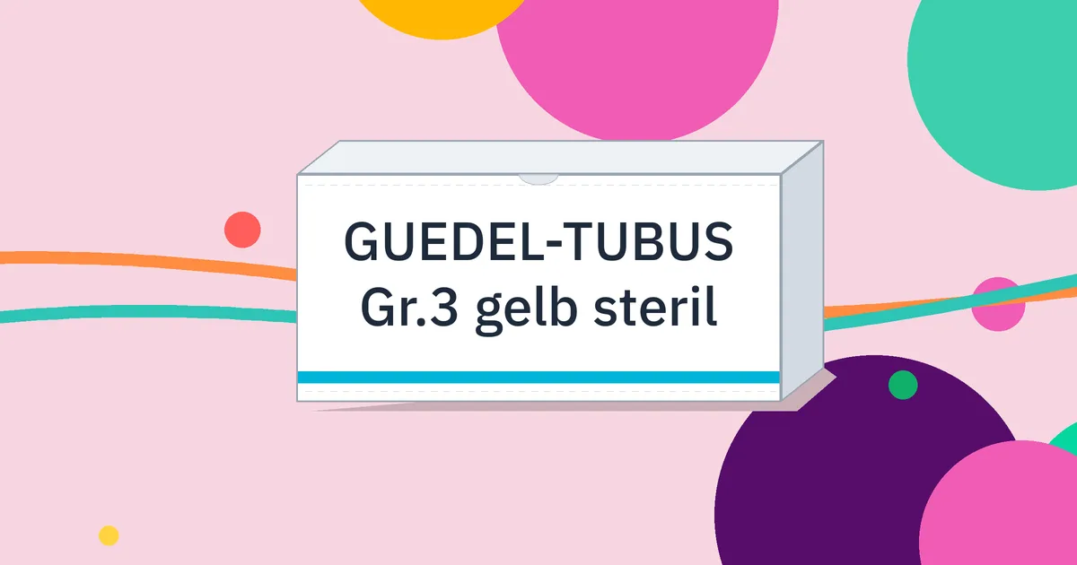 Symbolbild: Packung mit der Aufschrift GUEDEL-TUBUS Gr.3 gelb steril (PZN 09511759) – Verfügbarkeit und Bezug in Apotheken in Frankfurt am Main