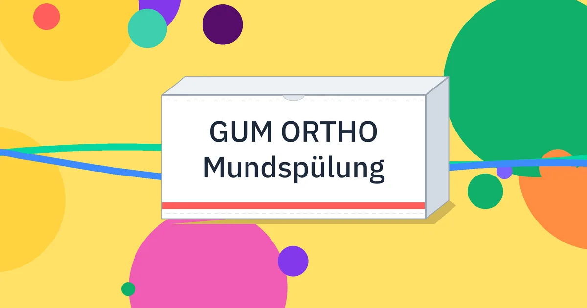 Symbolbild: Packung mit der Aufschrift GUM ORTHO Mundspülung (PZN 12496851) – Verfügbarkeit und Bezug in Apotheken in Frankfurt am Main