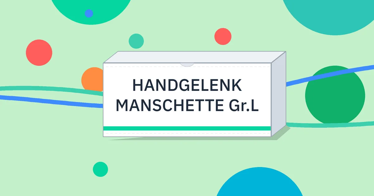 Symbolbild: Packung mit der Aufschrift HANDGELENK MANSCHETTE Gr.L (PZN 05548292) – Verfügbarkeit und Bezug in Apotheken in Frankfurt am Main