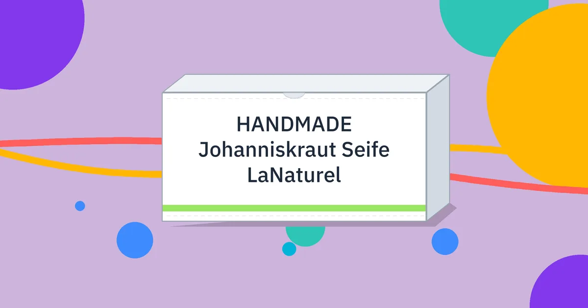 Symbolbild: Packung mit der Aufschrift HANDMADE Johanniskraut Seife LaNaturel (PZN 18841792) – Verfügbarkeit und Bezug in Apotheken in Frankfurt am Main