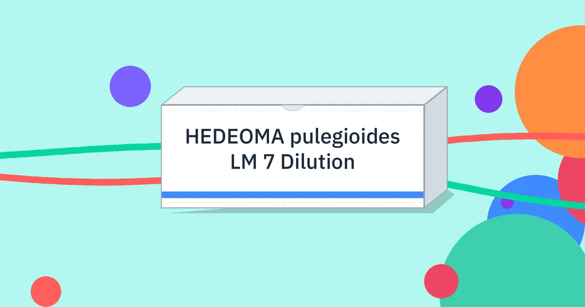 Symbolbild: Packung mit der Aufschrift HEDEOMA pulegioides LM 7 Dilution (PZN 13551109) – Verfügbarkeit und Bezug in Apotheken in Frankfurt am Main